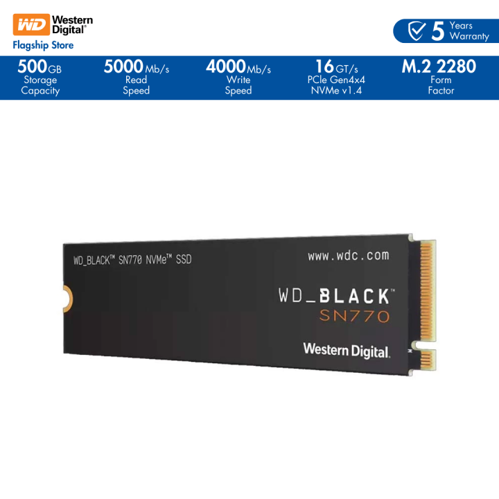 Western Digital Internal Gaming SSD Black 500GB SN770 NVMe PCIe Gen4x4 ...