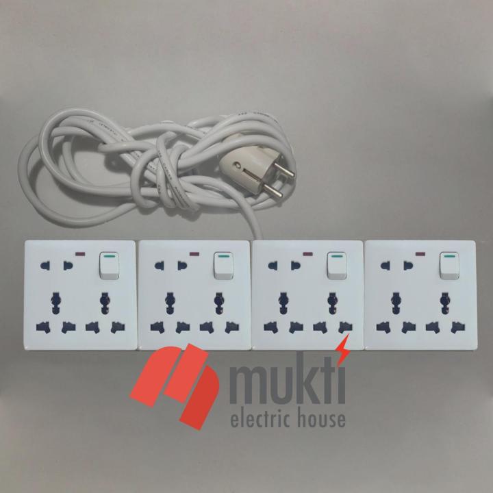 Multi Plug Custom Made 8 Pin Four Gang Extension Socket Switch Homemade ...