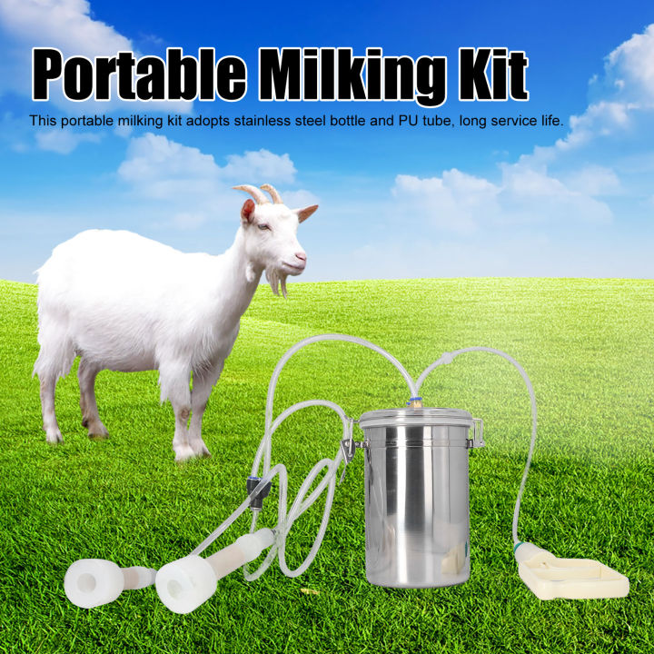 Manual Milking Machine 2000ml Effort Saving Control Stainless Steel Bottle Portable Milking Kit ...