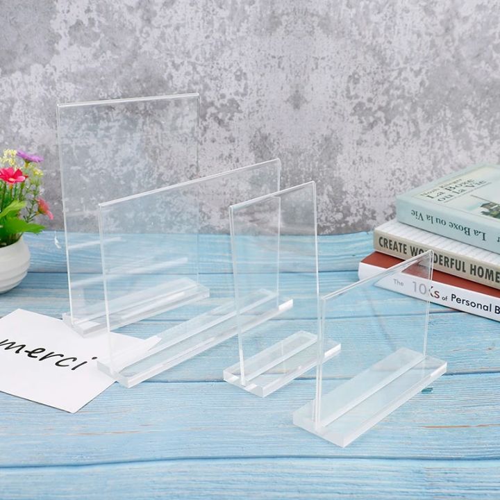 1pcs Double Side Acrylic Display Stand T Shape Slanted Sign Holders ...