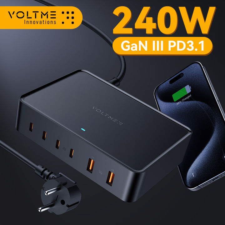 VOLTME 240W PD 3.1 Fast Charger 6 Ports Desktop GaN Charger 6-Port ...