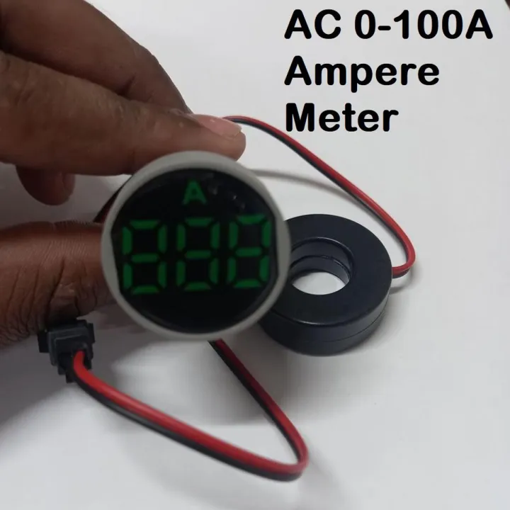 AMP Meter 22mm 100A Digital Ampere Meter Panel Mount 22mm Round Panel ...