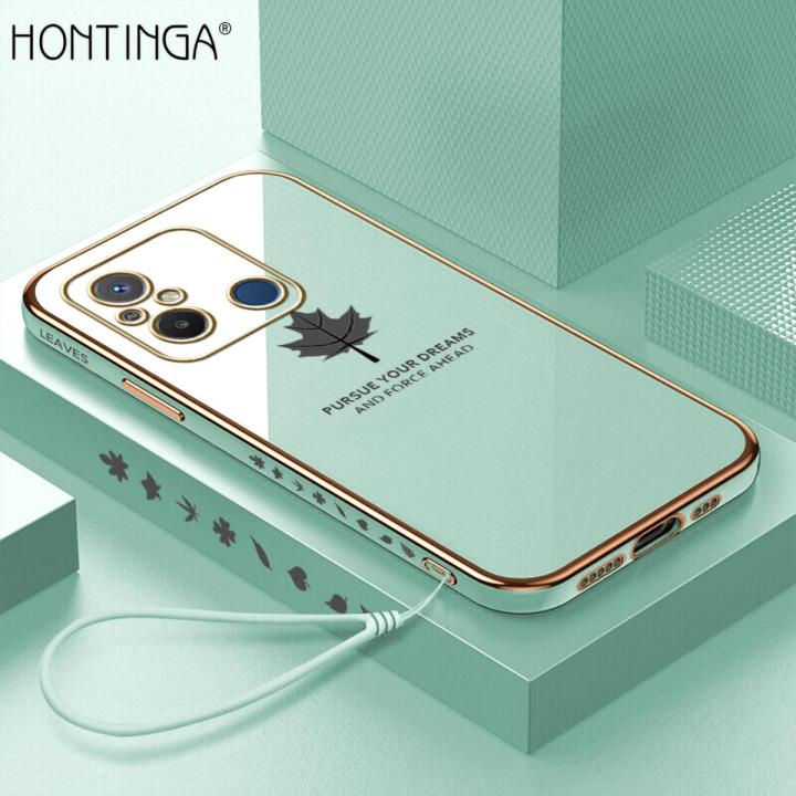 Hontinga for Redmi 12C Back Cover（Free Lanyard）Luxury 6D Plating Maple ...