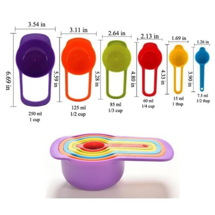 Colorful Measuring Cups And Spoon Set | Daraz.com.bd