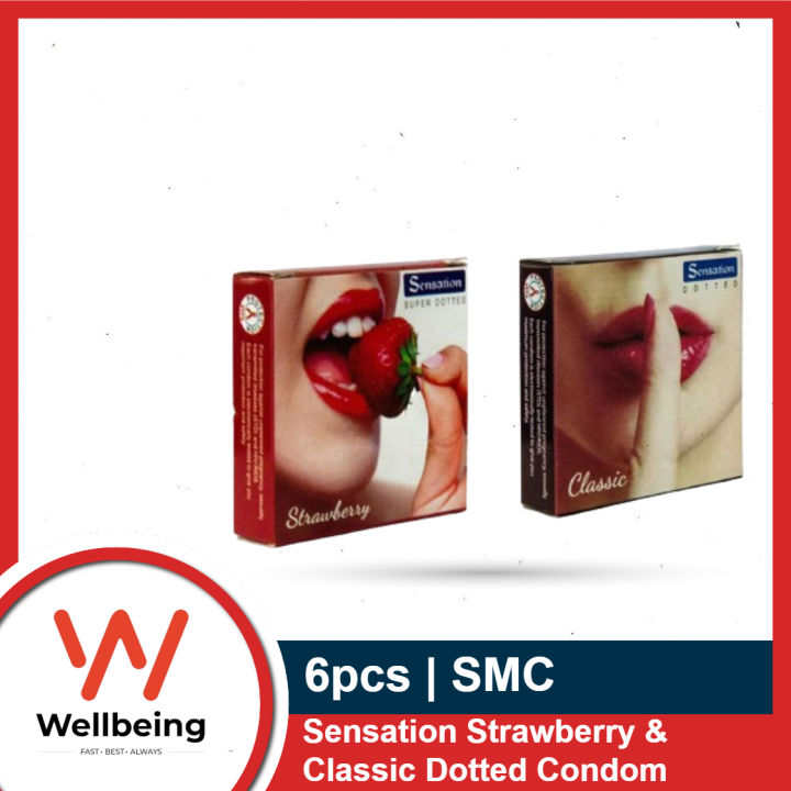 Sensation Strawberry & Classic Dotted Condom | Combo Pack 3x2=6pcs | SMC | Daraz.com.bd