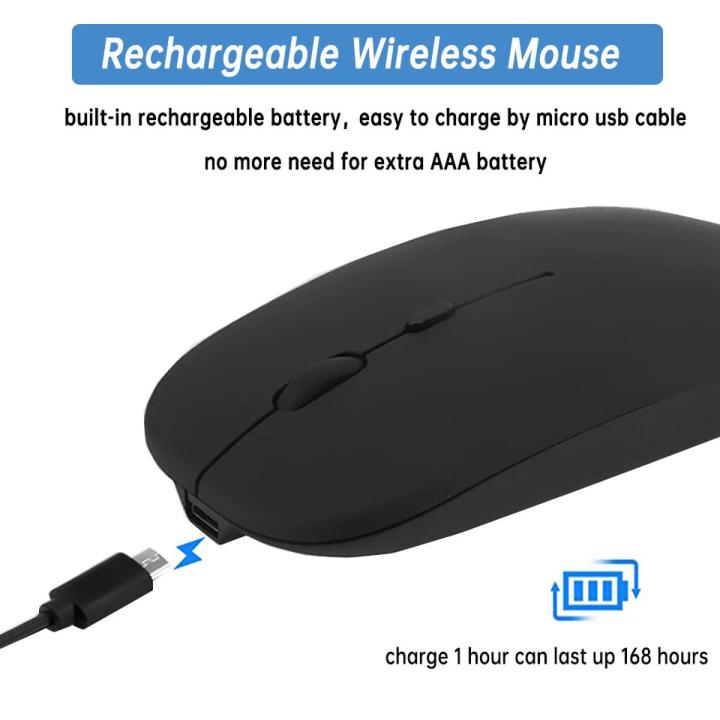 Super Slim Rechargeable Wireless Mouse, 600 mAh Battery Built-in ...