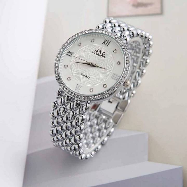 Stainless Steel Simple Quartz Female Watch Lady Clock Ladies Fashion ...