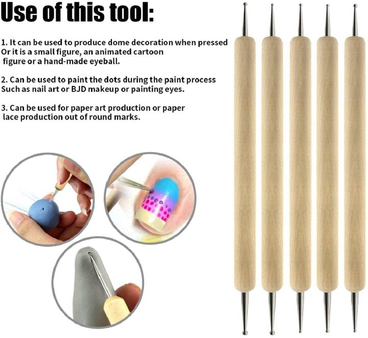 5Pcs Polymer Modeling Clay Sculpting Tools, Ball Stylus, Creasing Pen ...