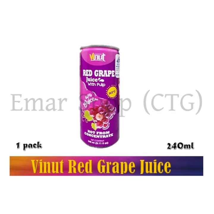 Vinut Red Grape Juice With Pulp can 240ml - 1pack | Daraz.com.bd