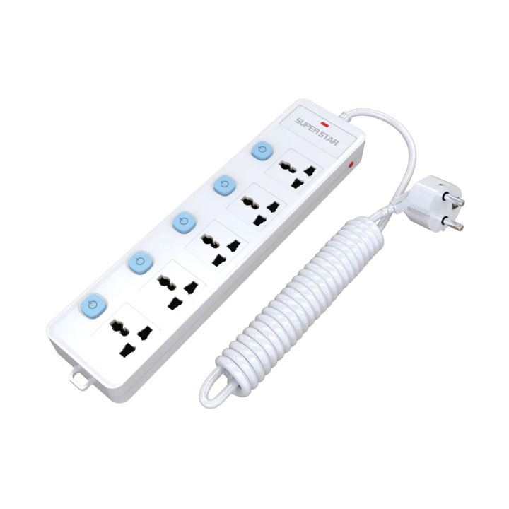 Super Star Supreme Extension Socket 2 PIN 5 Socket Multi Plug Five Port ...