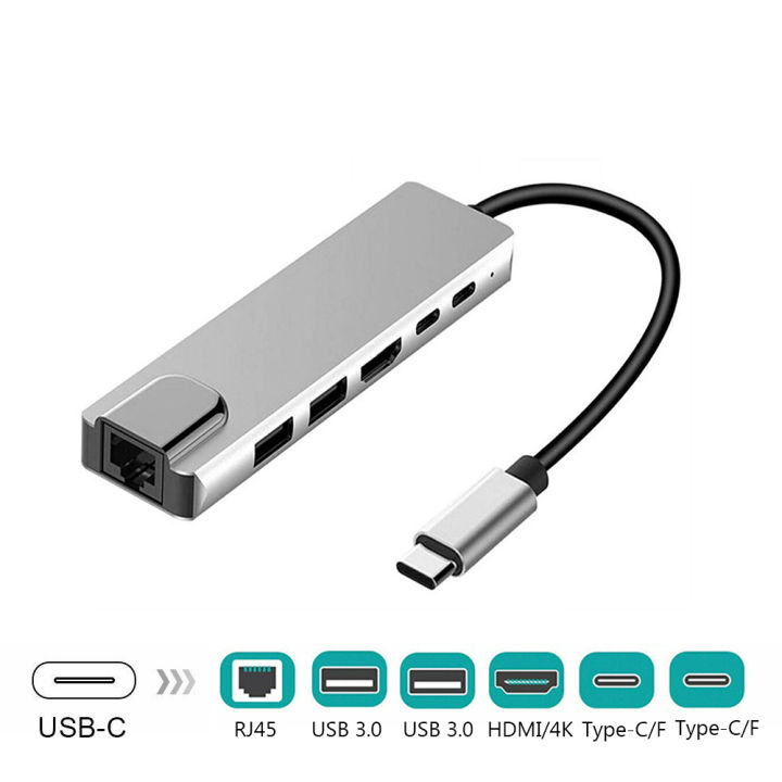 6 in 1 High Speed PD Charging Docking Station RJ45 Ethernet USB 3.1 ...