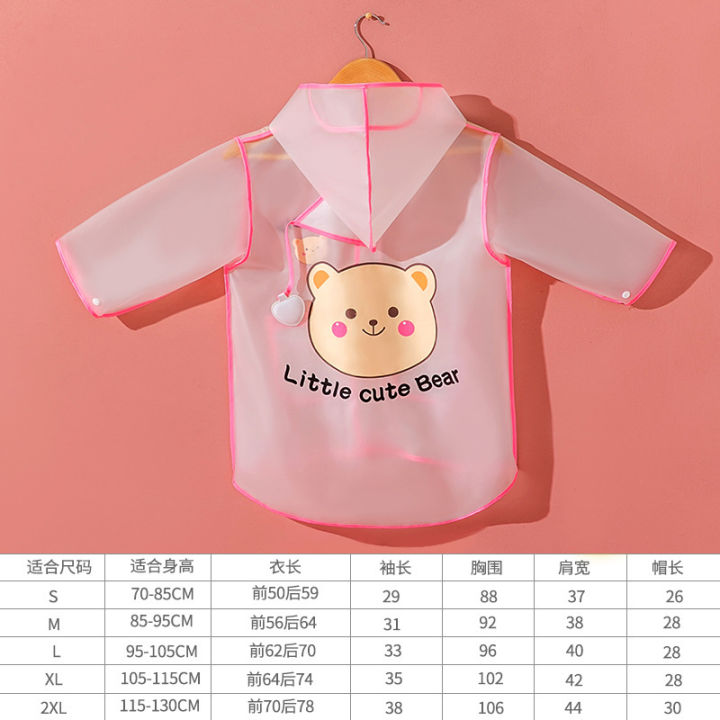 Little Bear Children Boys and Girls Children Raincoat Pocket Waterproof Raincoat Students School ...