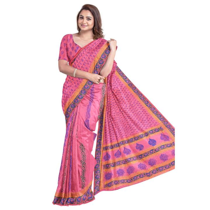 Unique Design and Fashionable Tangail Tat Block Print Saree For Women ...