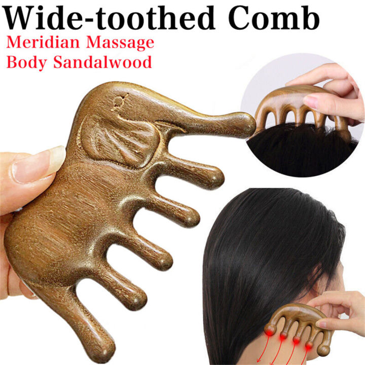 Wooden Comb Sandalwood Meridian Massage Comb Elephant Shaped Wide Tooth ...