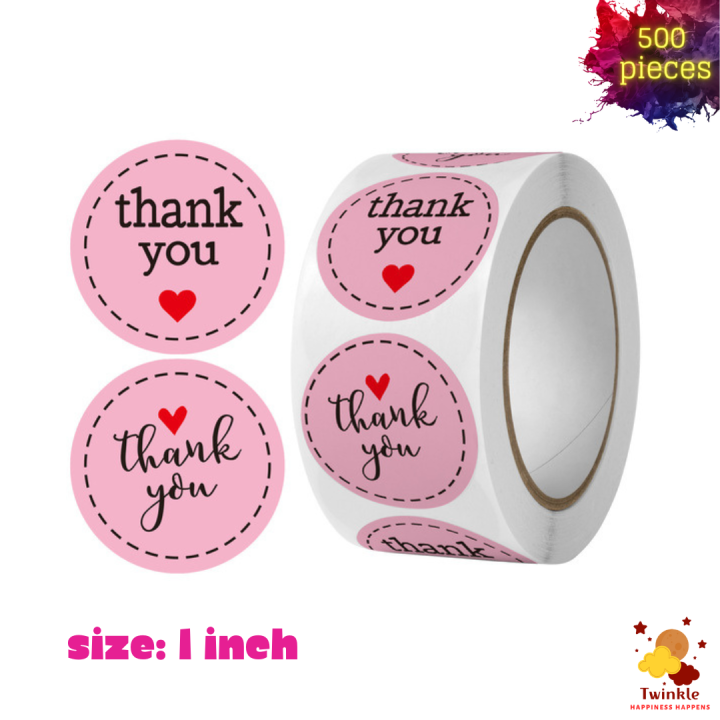500 pieces 1 Inch Thank You PINK colored Attractive Stickers Decorative ...