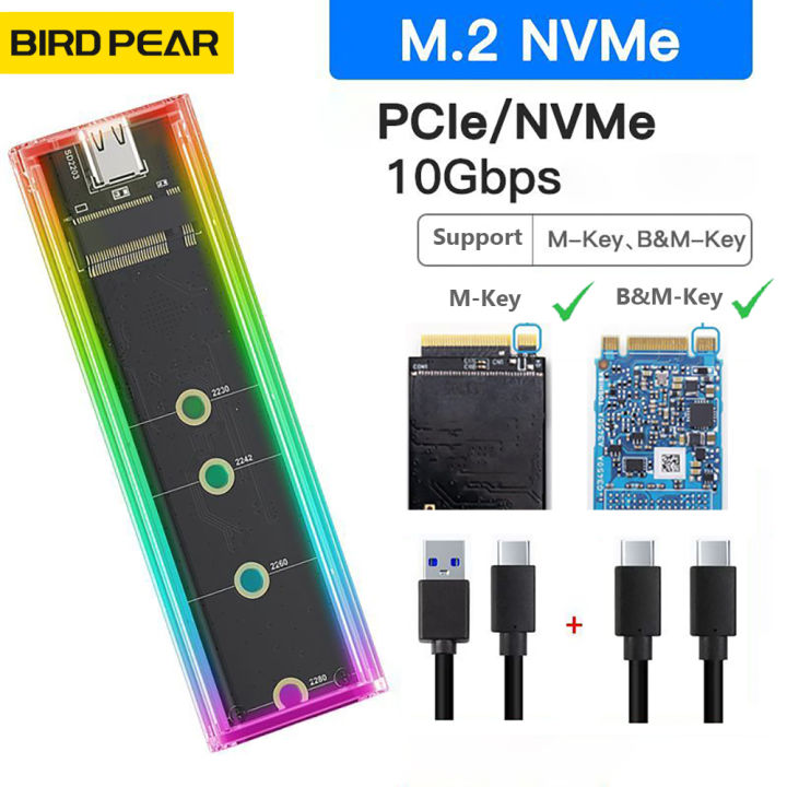 M2 Ssd Case Nvme Ssd Enclosure M.2 To Usb Type C Rgb Transparent Hard ...