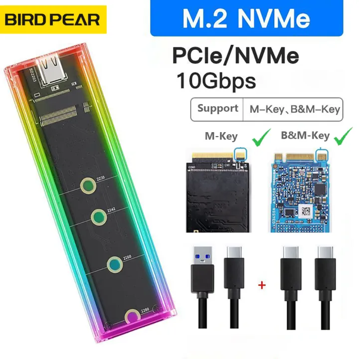 M2 Ssd Case Nvme Ssd Enclosure M.2 To Usb Type C Rgb Transparent Hard ...