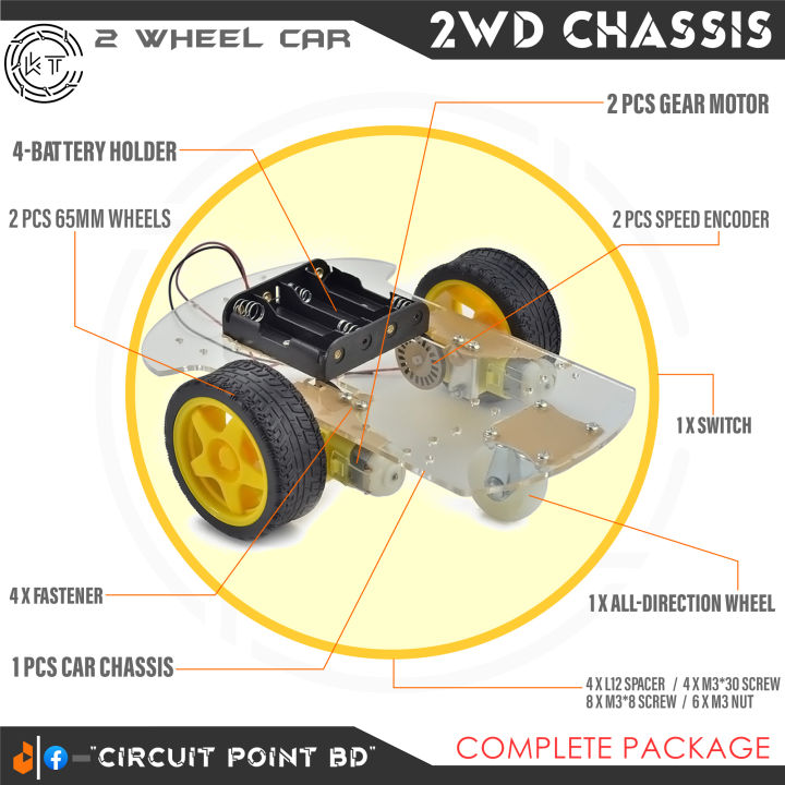 2WD Two Wheel Car Chassis Kits (With All Necessary Parts). Multi ...