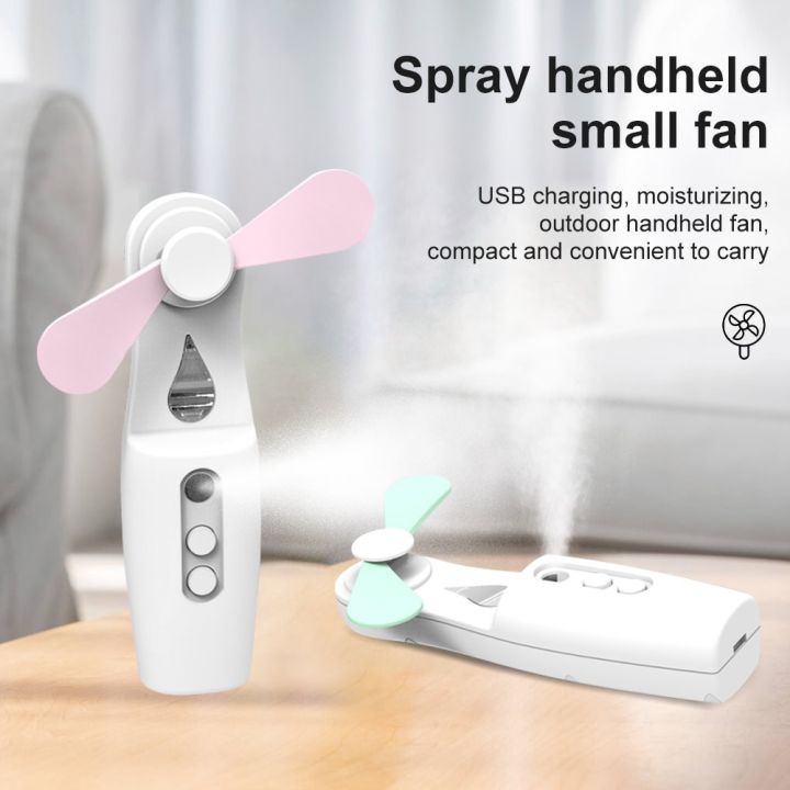 Mini Fan 2 IN 1 Rechargeable Water Meter Spray Air Cooler Small Hand ...