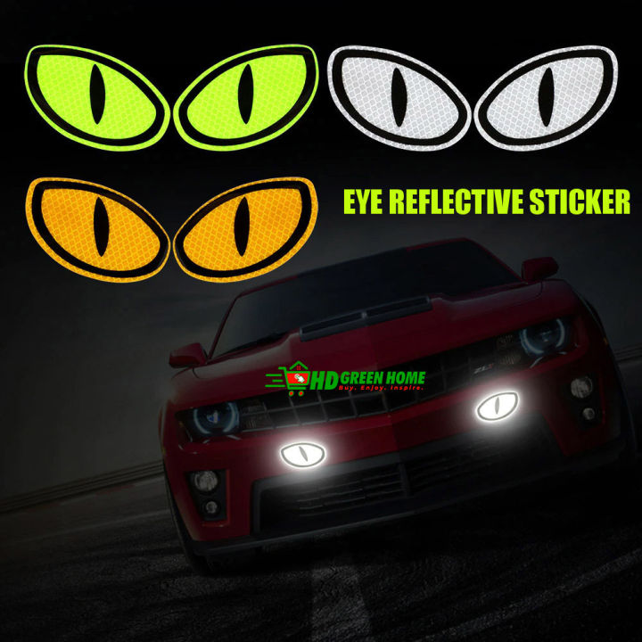 2 pcs x Eye Reflective Sticker Angry Eye Shape Car Bumper Door Safety ...