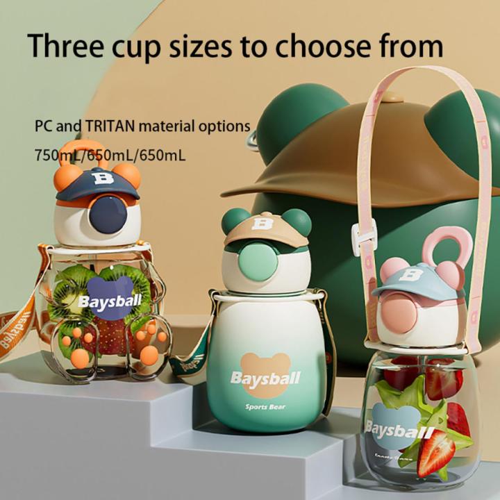Children's Plastic Tritan Sports WaterBottle With Straw Portable Leakproof Cute Cartoon Student ...
