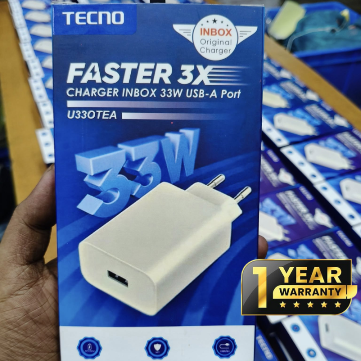Tecno 33W Fast Charger with Genuine Type-C Cable for Quick Charging ...