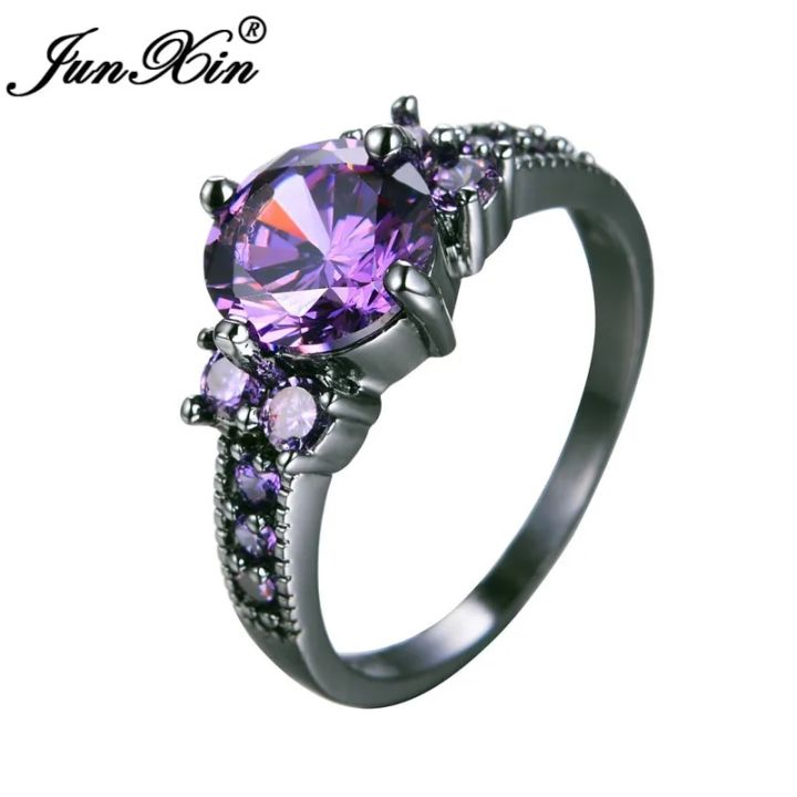 【TianYu Mall】JUNXIN Multicolor Stone Birthstone Rings Women White Gold ...
