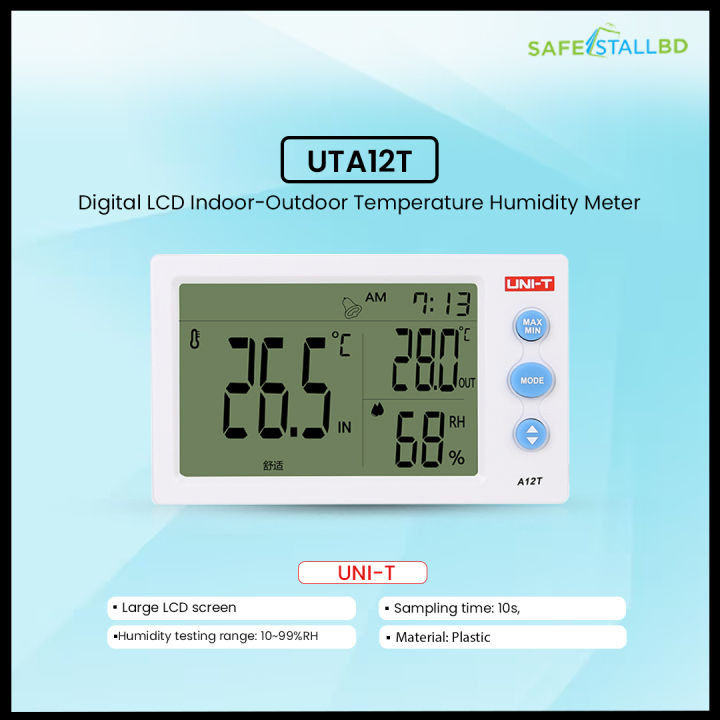 UNI-T UTA12T Digital LCD Indoor-Outdoor Temperature Humidity Meter ...