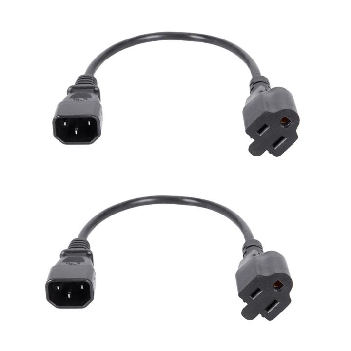 2X 1Ft IEC 320 C14 Male Plug to NEMA 5-15R 3 Prong Female PC Adapter Cable Black | Daraz.com.bd
