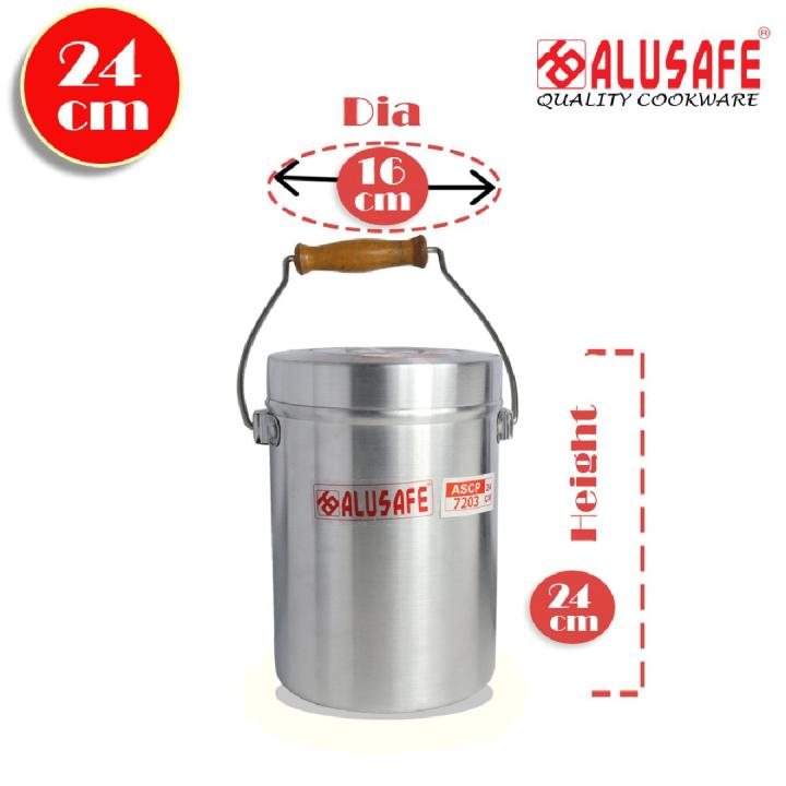 Alusafe Aluminium Carry Pot with lid 16 cm (16*24 cm) | Daraz.com.bd