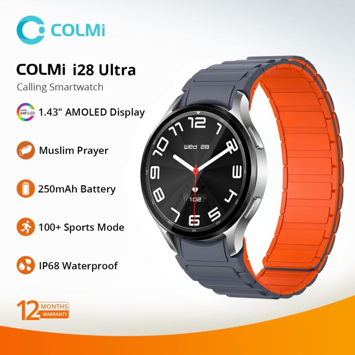 COLMI i28 Ultra AMOLED 1.43″ AOD Display Silver Magnetic Bamboo Strap ...