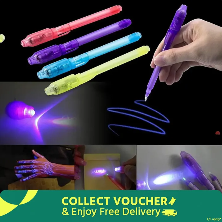 Luminous Light Pen Invisible Ink Magic UV Light Money Detector Pen 2 In ...