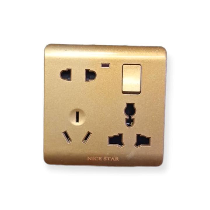 6 Pin Multi Gang Socket With Indicator 3 Pin & 2 Pin Multi Function ...