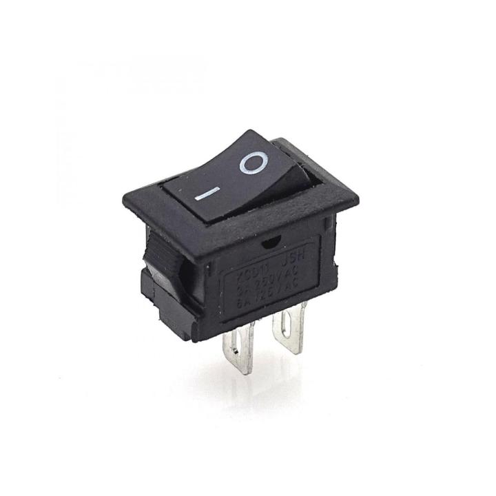 Mini Rocker Switch 117S 2-Pin 250V/3A 125V/6A ON-OFF Panel Mount Black ...