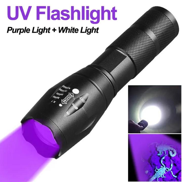 UV Flashlight LED Ultraviolet Torch Zoomable Mini Ultra Violet Lights ...