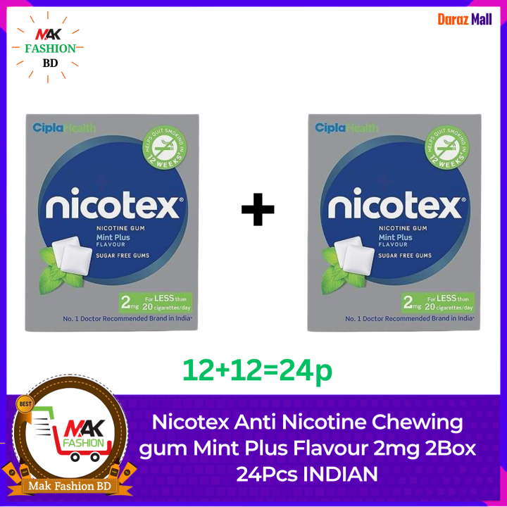 Nicotex Chewing gum Mint Plus Flavour 2mg 2Box 24Pcs INDIAN | Daraz.com.bd