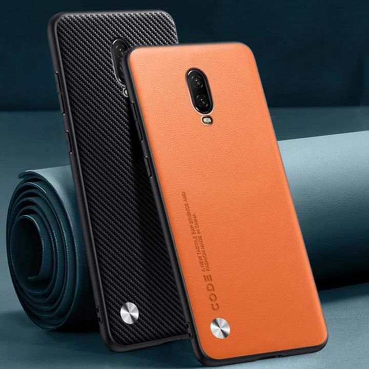 For OnePlus 6 6T case Carbon Fibre Leather Silicone Shockproof ...