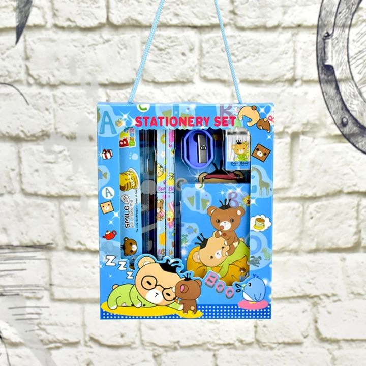 Kawaii Pencil Ruler Earser Sharpener 6 In 1 Stationery Set For Boy ...