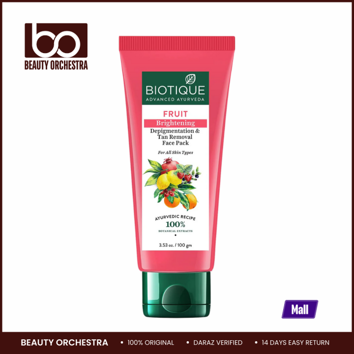 Biotique Fruit Depigmentation & Tan Removal Face Pack - 100g | Daraz.com.bd