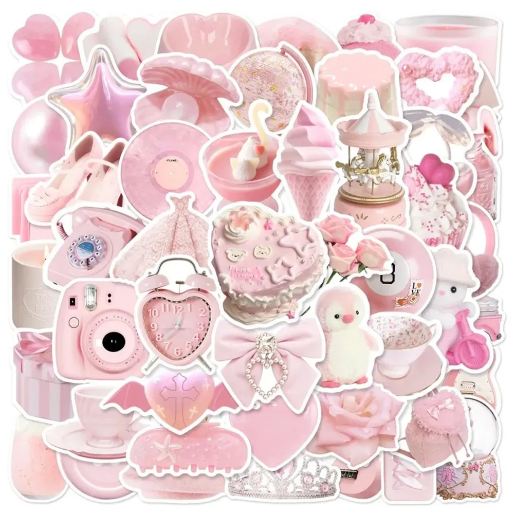 50PCS Simple Cute Pink Sweety Girl Style Graffiti Stickers for Bicycle ...
