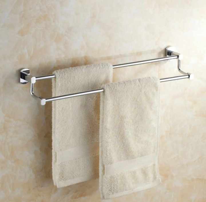Chrome Finish Stainless Steel Bathroom Fixture Double Towel Rack ...