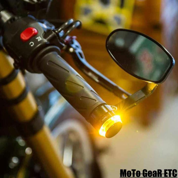 2 PC LED Motorcycle Handlebar End Turn Light Universal 22mm Indicator ...