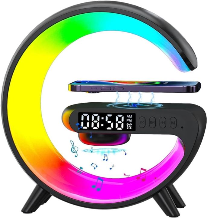 G63 Bluetooth Speaker Atmosphere Light Wireless Charger Bedside Music ...