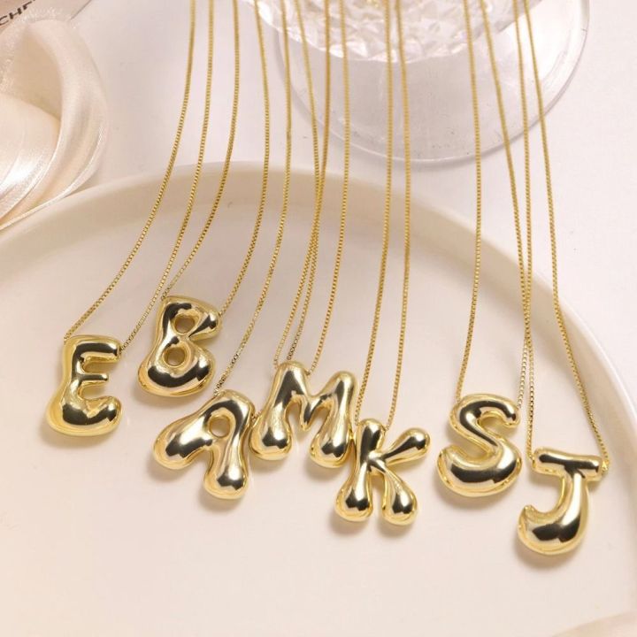 Fashion Color Letter Pendant Necklace Alphabet Titanium Steel Women ...