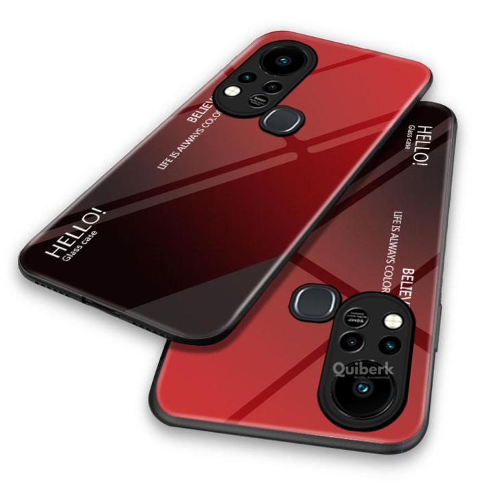 Quiberk for Infinix Hot 11s Tempered Glass Hard Case Gradient Color ...