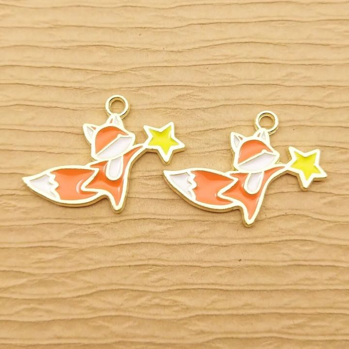 10pcs Star Fox Charm for Jewelry Making Enamel Necklace Pendant ...