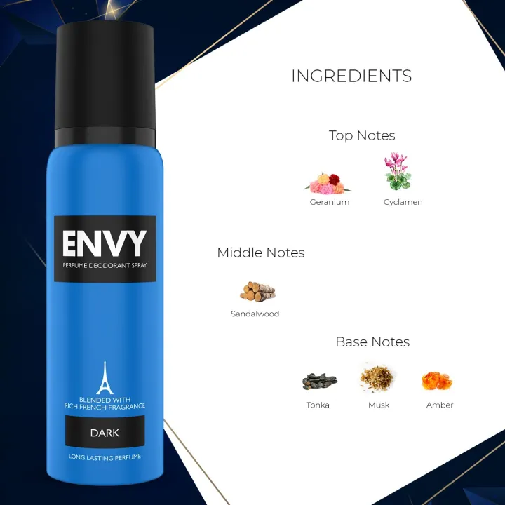 ENVY Dark Deodorant - 140ML | Long Lasting Deo Spray For Men | Daraz.com.bd