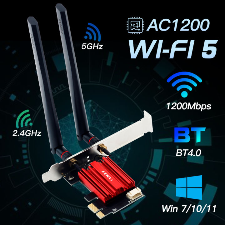 FENVI WIFI 5 AC1200 Wireless Adapter Bluetooth 4.0 Dual Band 2.4G/5GHz ...