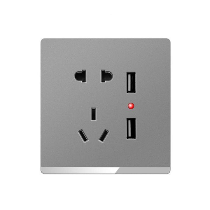 Five Hole Dual USB - AC 220V 16A Wall Mount Switch Panel | Daraz.com.bd