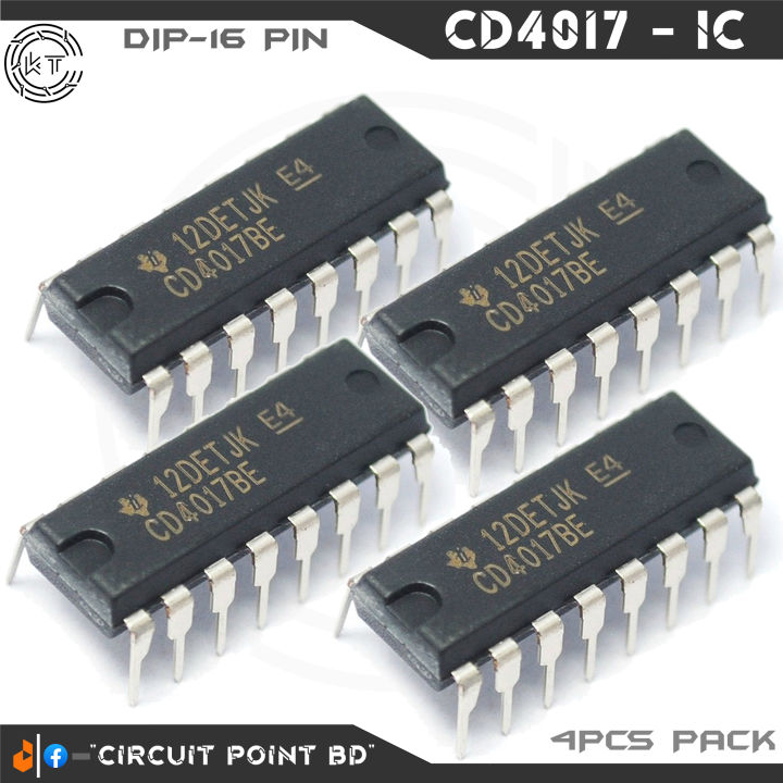 4Pcs CD4017BE CD4017 Decate Counter IC DIP-16 for LED Chaser circuit ...